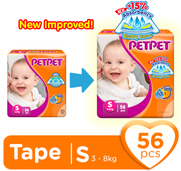 Petpet Tape Diaper Jumbo Pack S56 | theAsianparent theAsianparent Malaysia